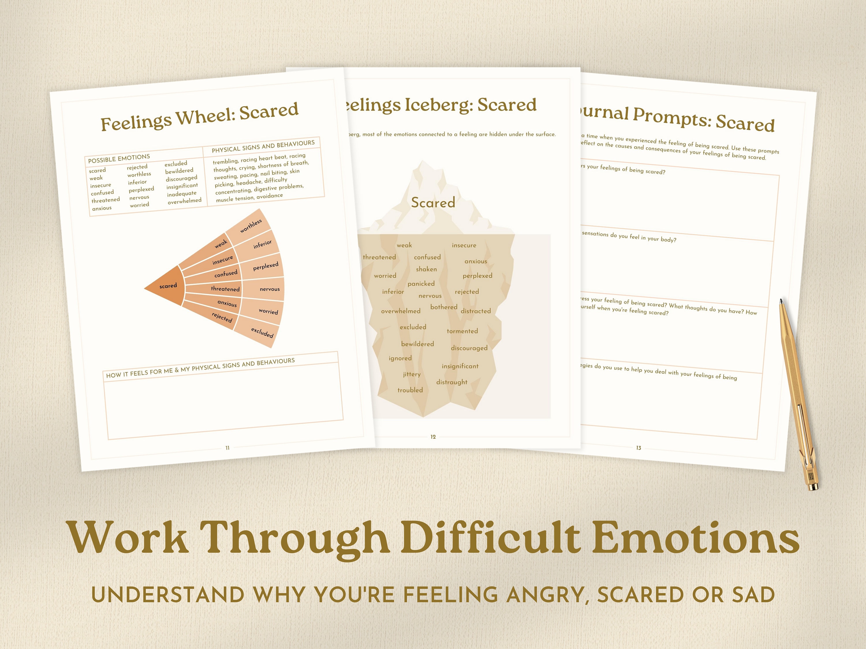 Feelings Wheel Journal Mental Health Mood Tracker for Emotional Support ...