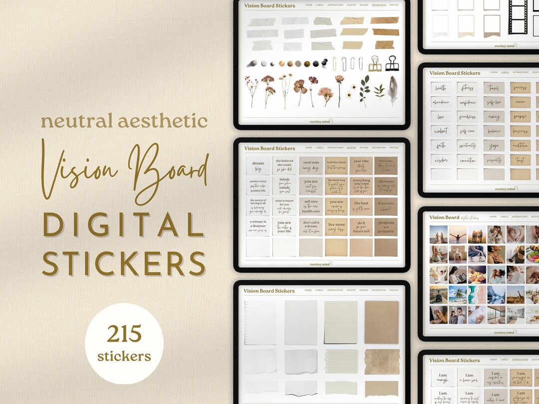 Digital Vision Board Stickers | Digital Planner Stickers Goodnotes| Pre ...