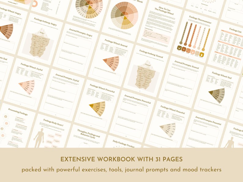Feelings Wheel Journal Mental Health Mood Tracker for Emotional Support ...