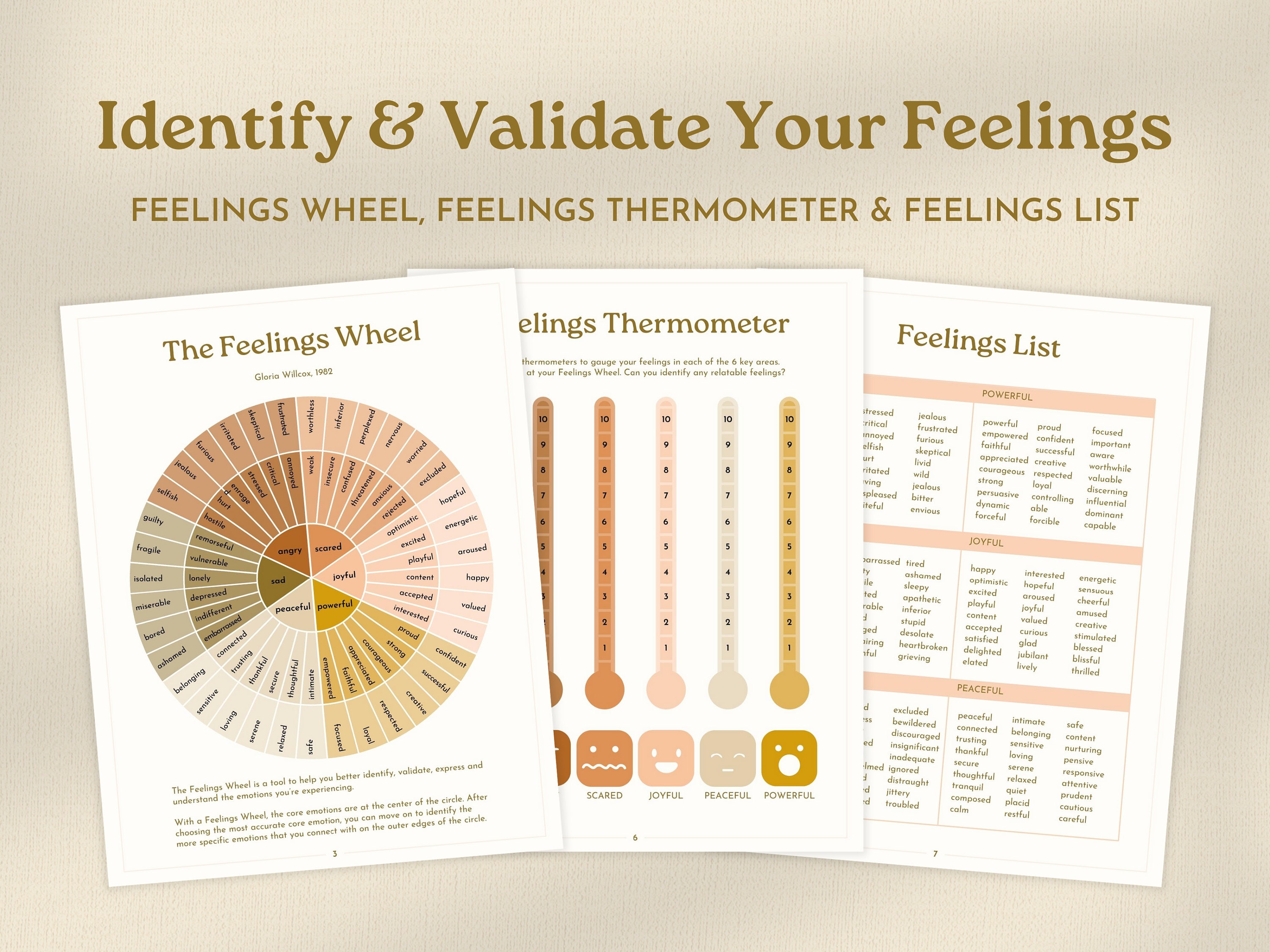 Feelings Wheel Journal Mental Health Mood Tracker for Emotional Support ...