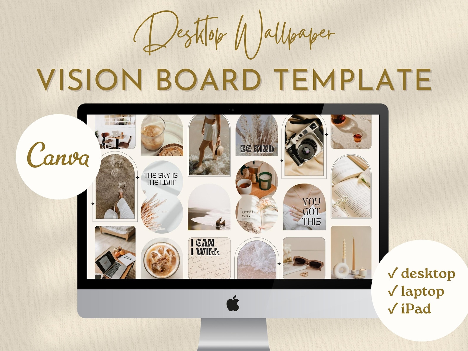 Vision Board Desktop Wallpaper | Canva Template (digital Download) - Etsy