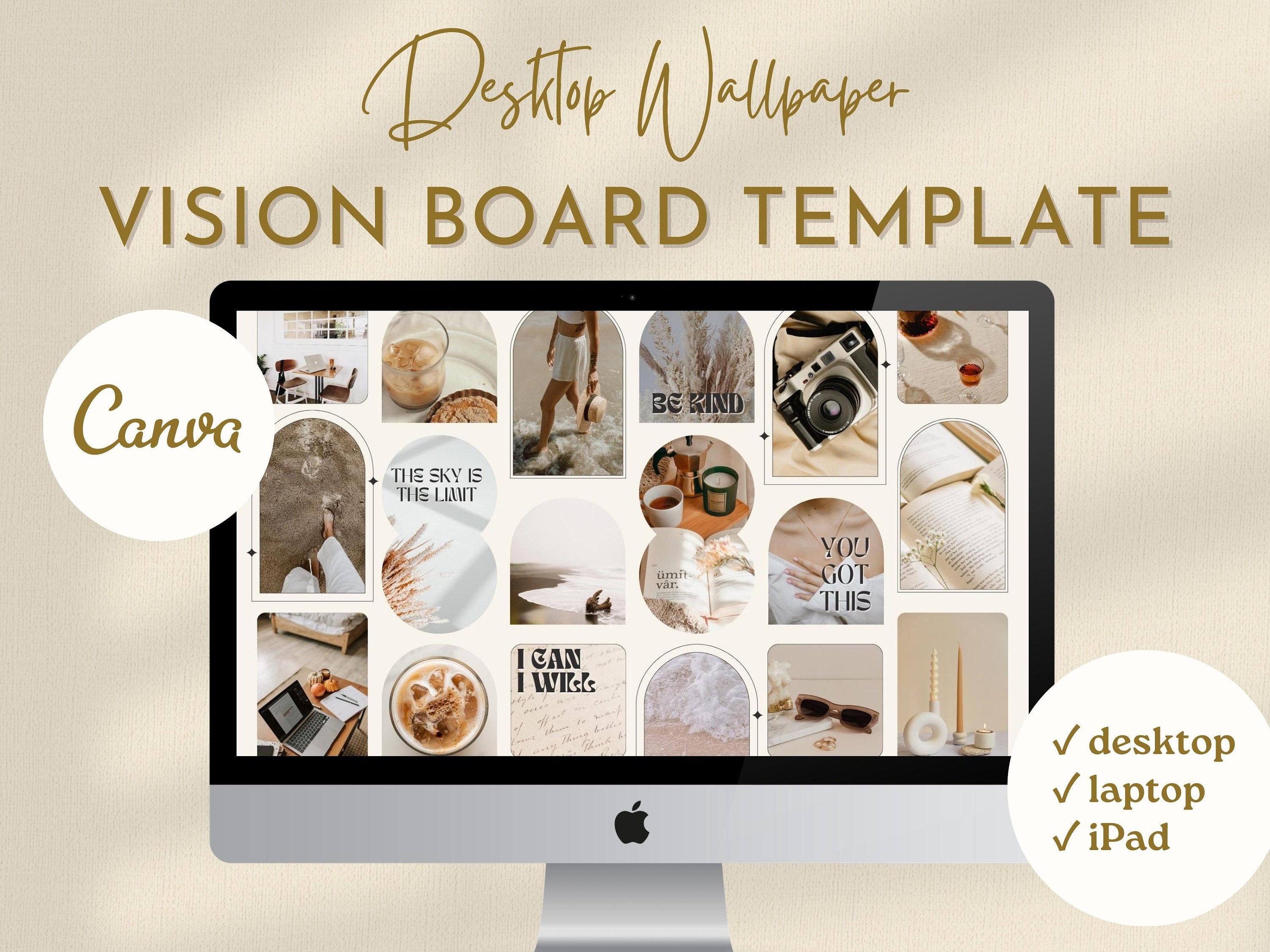 Vision Board Desktop Wallpaper | Mood Board Laptop Background | Canva ...