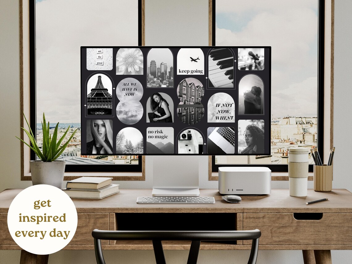 Digital Vision Board Desktop Wallpaper Mood Board Template MacBook ...