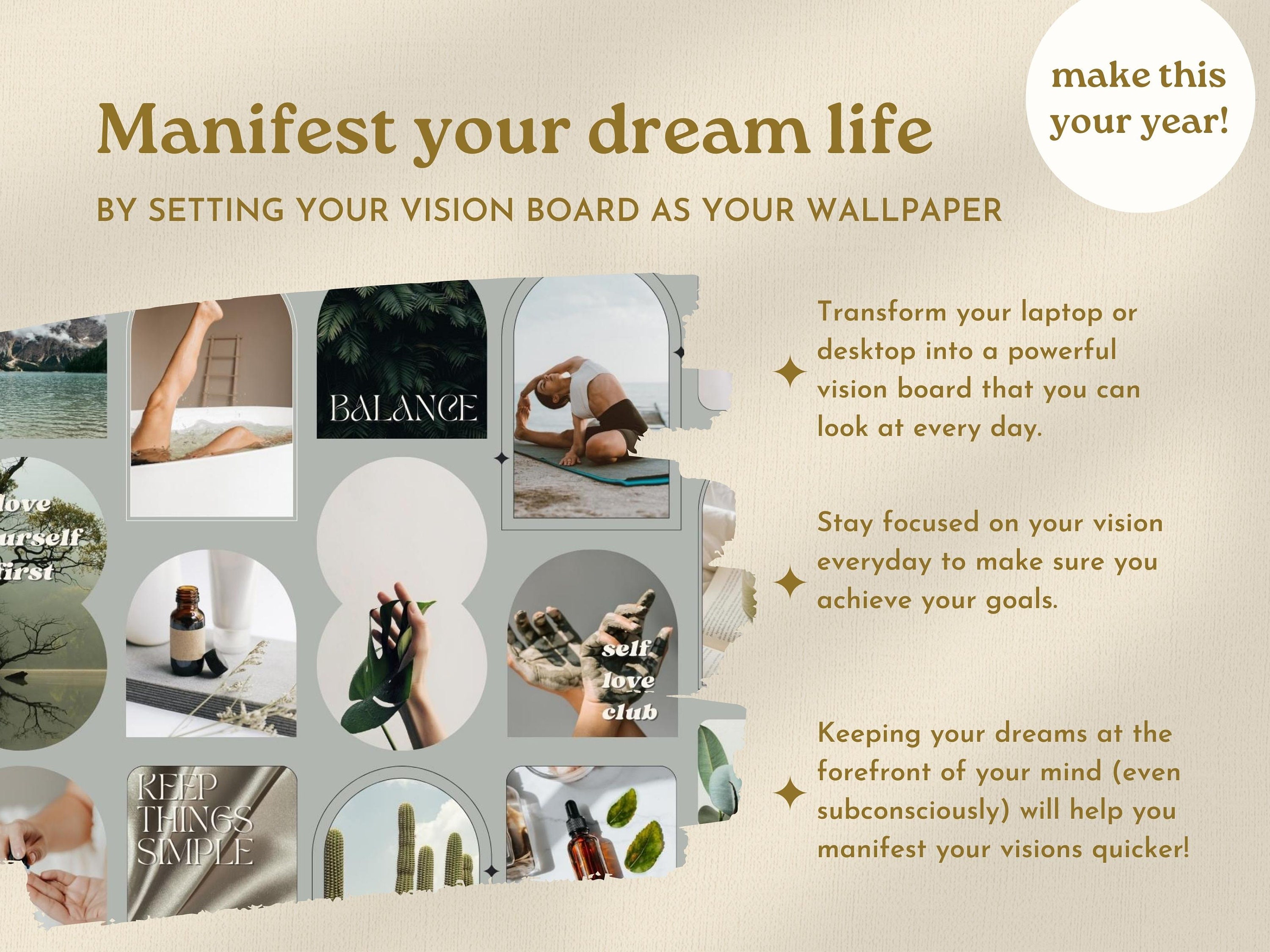Digital Vision Board Desktop Wallpaper | Mood Board Template | MacBook ...