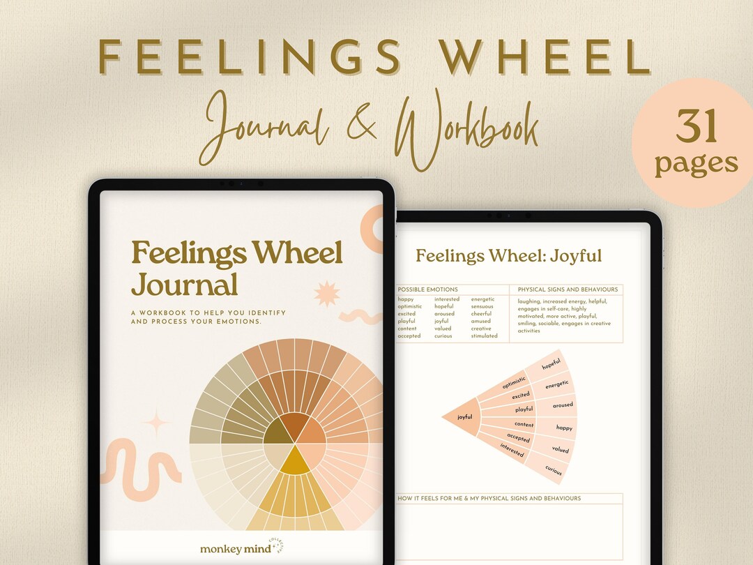 Feelings Wheel Journal | Mental Health Mood Tracker for Emotional ...