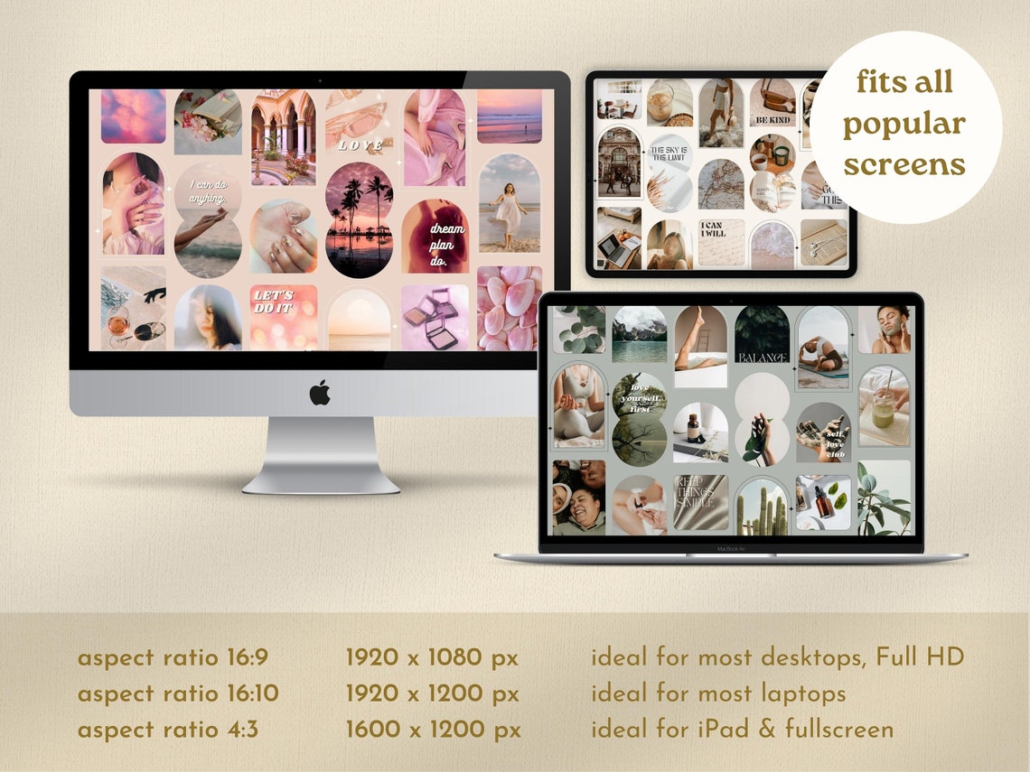Digital Vision Board Desktop Wallpaper Mood Board Template MacBook ...