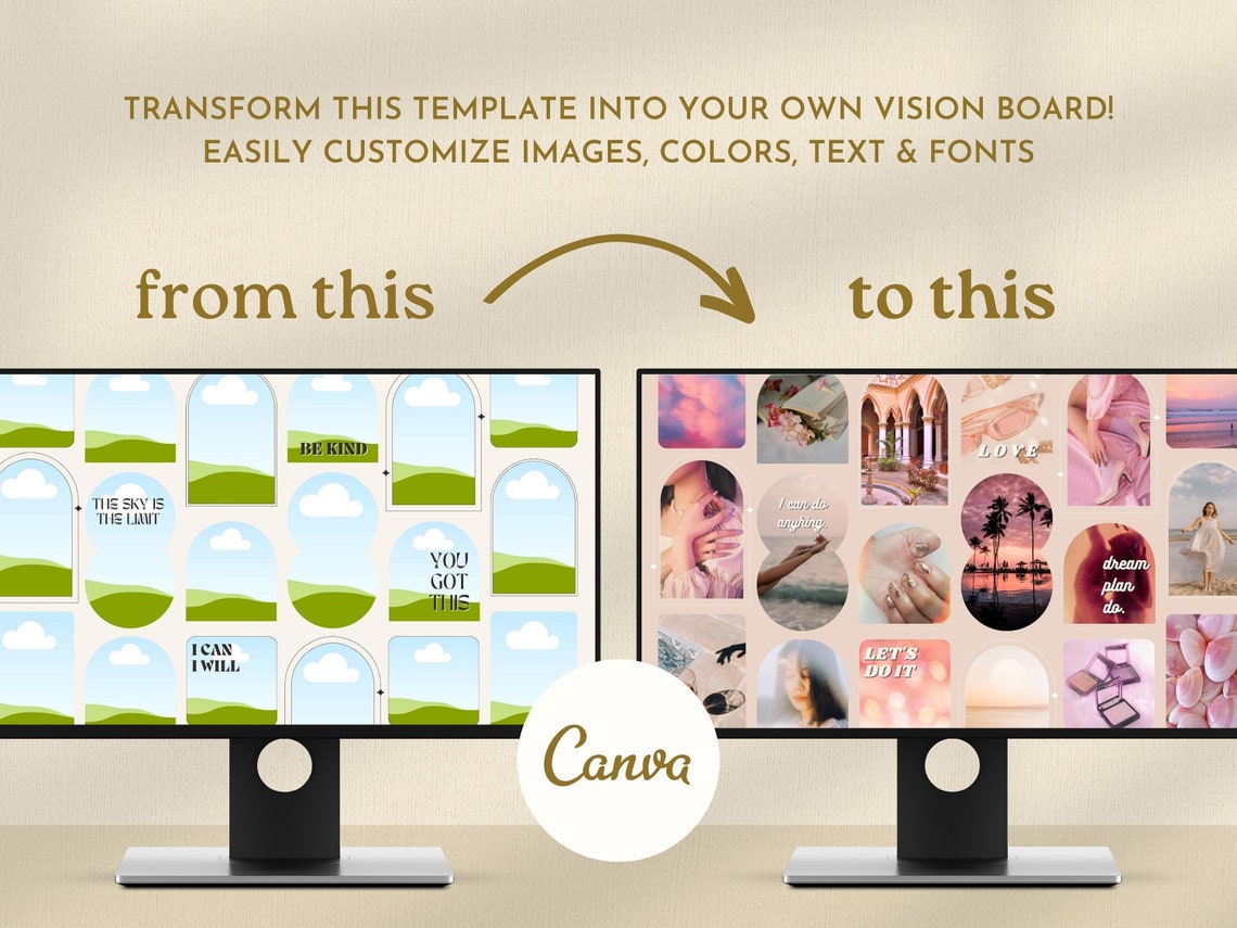 Digital Vision Board Desktop Wallpaper | Mood Board Template | MacBook ...