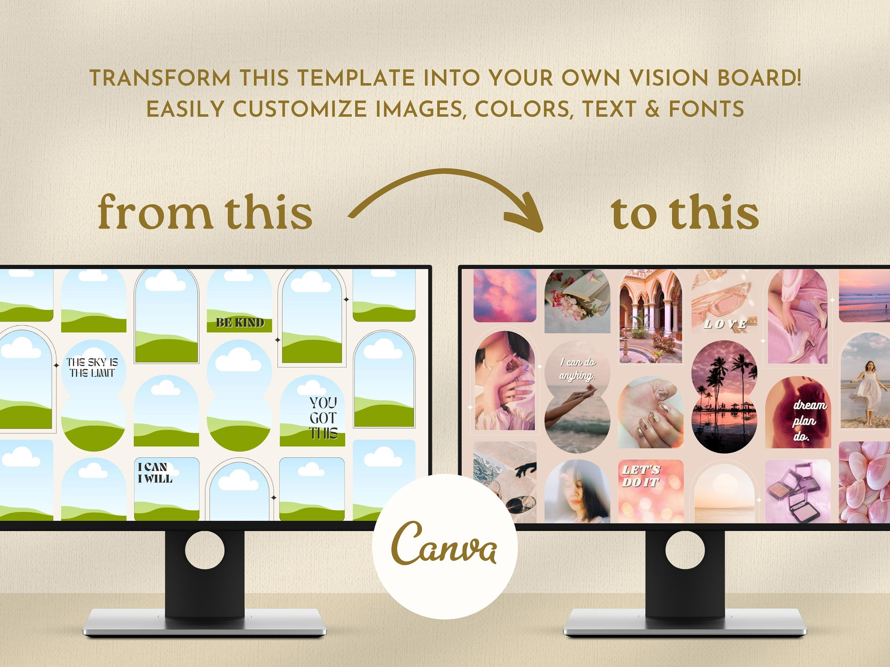 Vision Board Desktop Wallpaper | Canva Template (digital Download) - Etsy