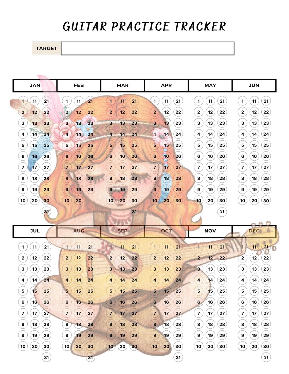Guitar Practice Chart, Practice Log, Guitar Teacher, Guitar Practice ...