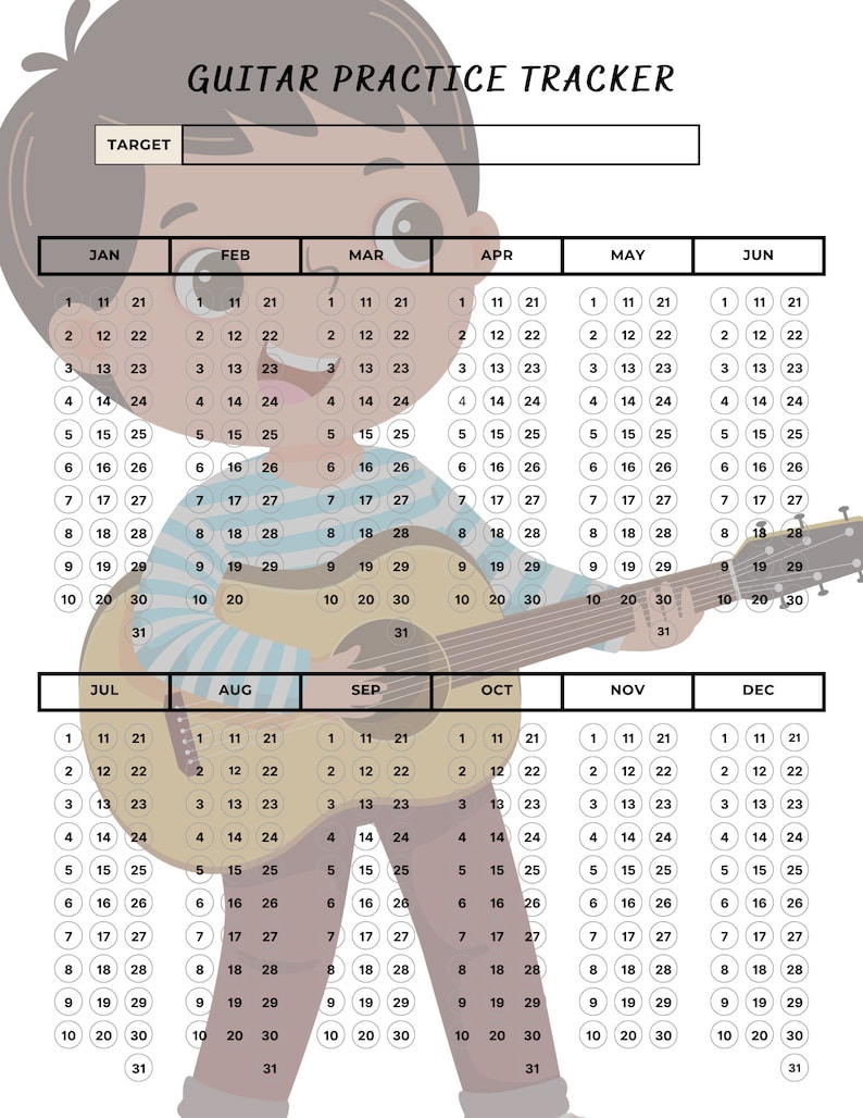 Guitar Practice Chart, Practice Log, Guitar Teacher, Guitar Practice ...