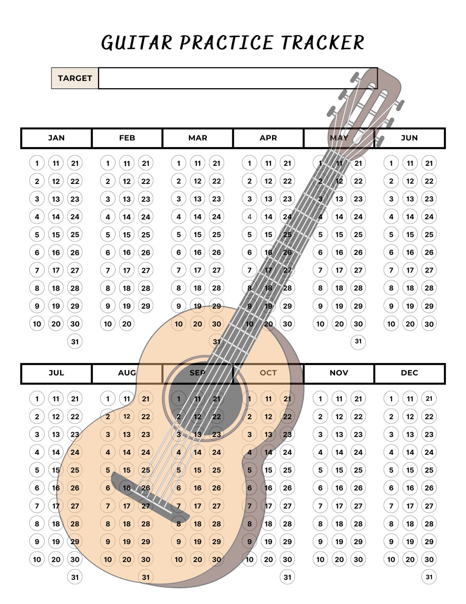 Guitar Practice Chart, Practice Log, Guitar Teacher, Guitar Practice ...