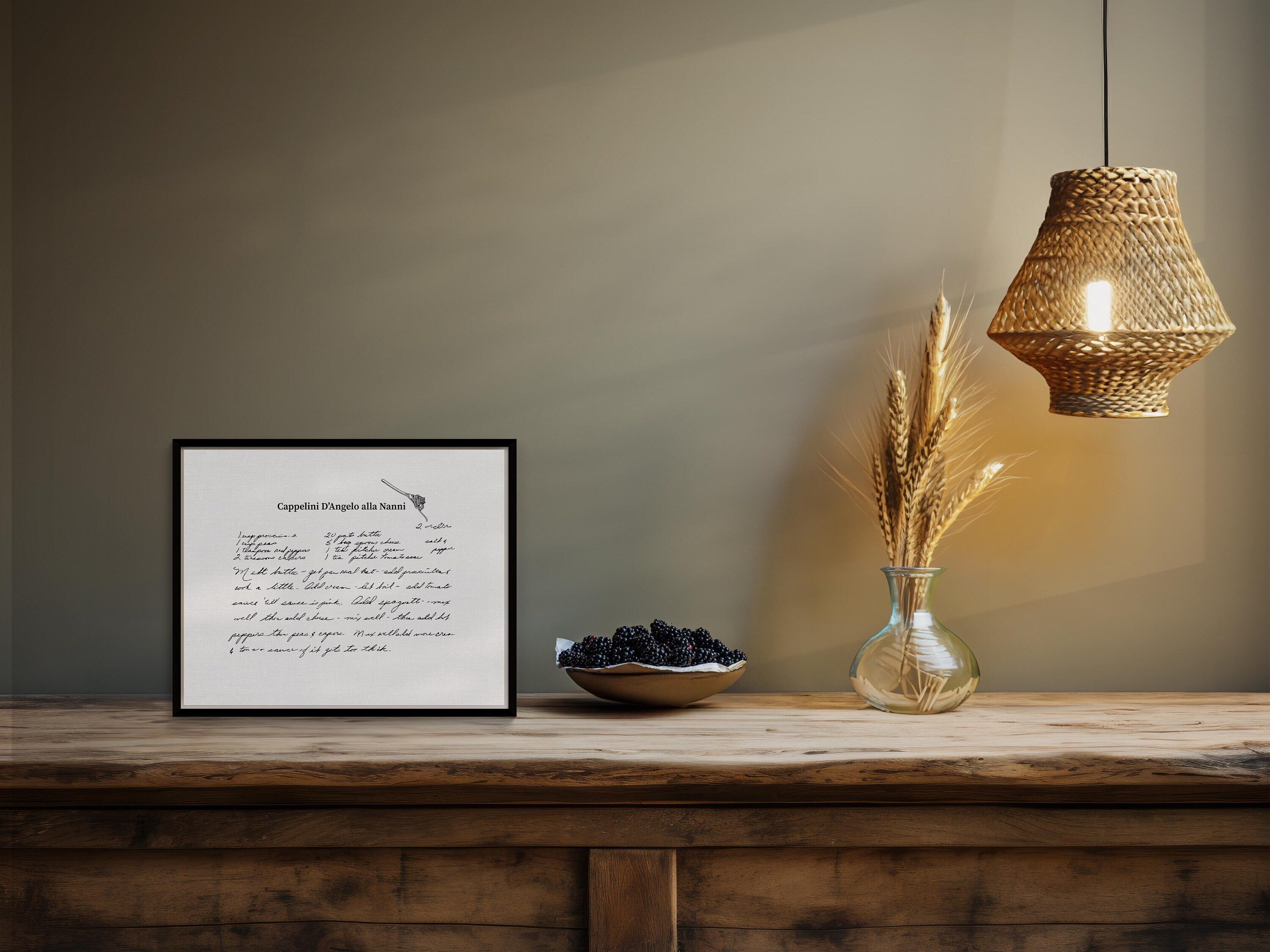 Handwritten Recipe Card or Note on Framed Gallery Canvas , Horizontal ...