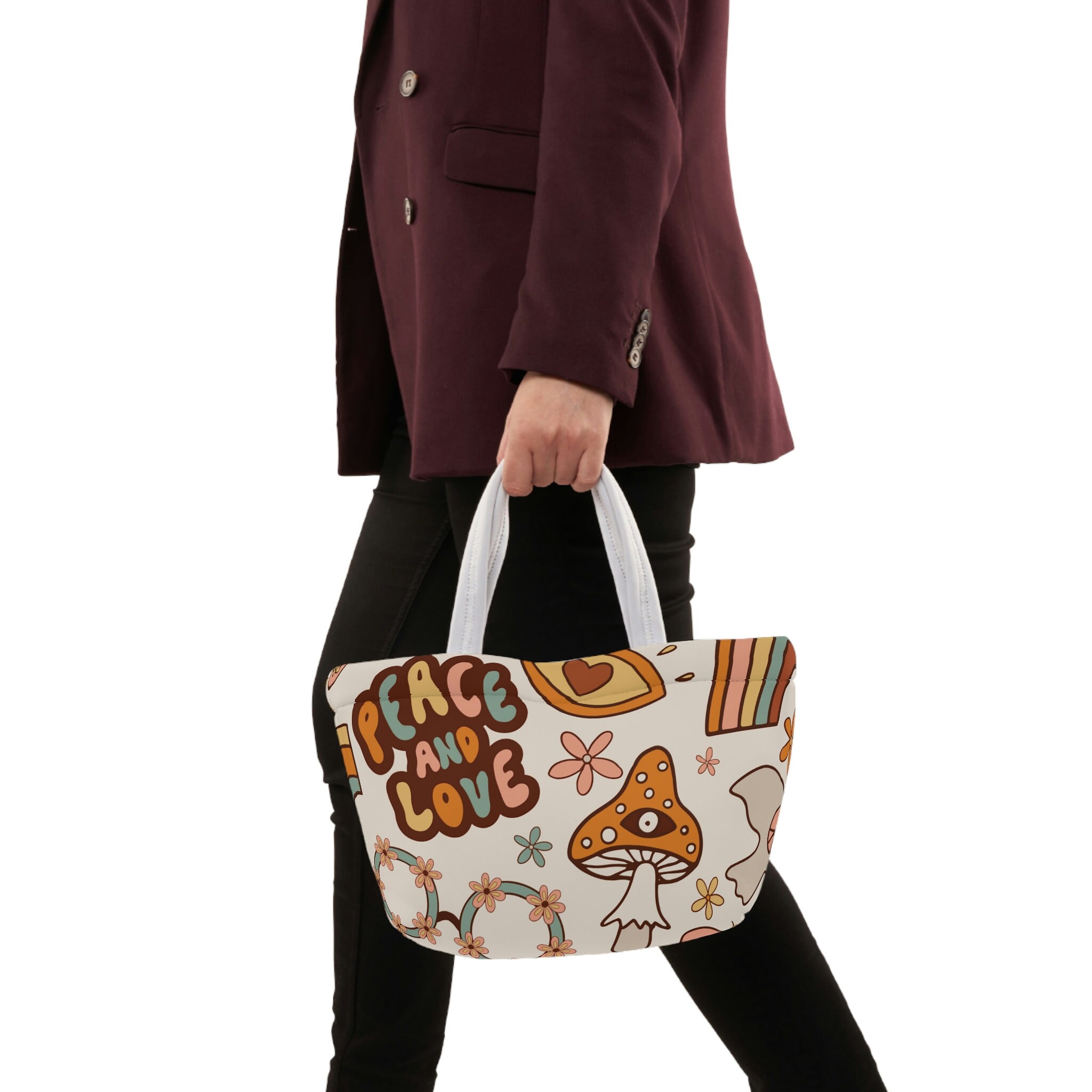 Groovy Lunch Bag, Hippie Lunch Bag, Mushroom Lunch Bag, Retro Lunch Bag ...