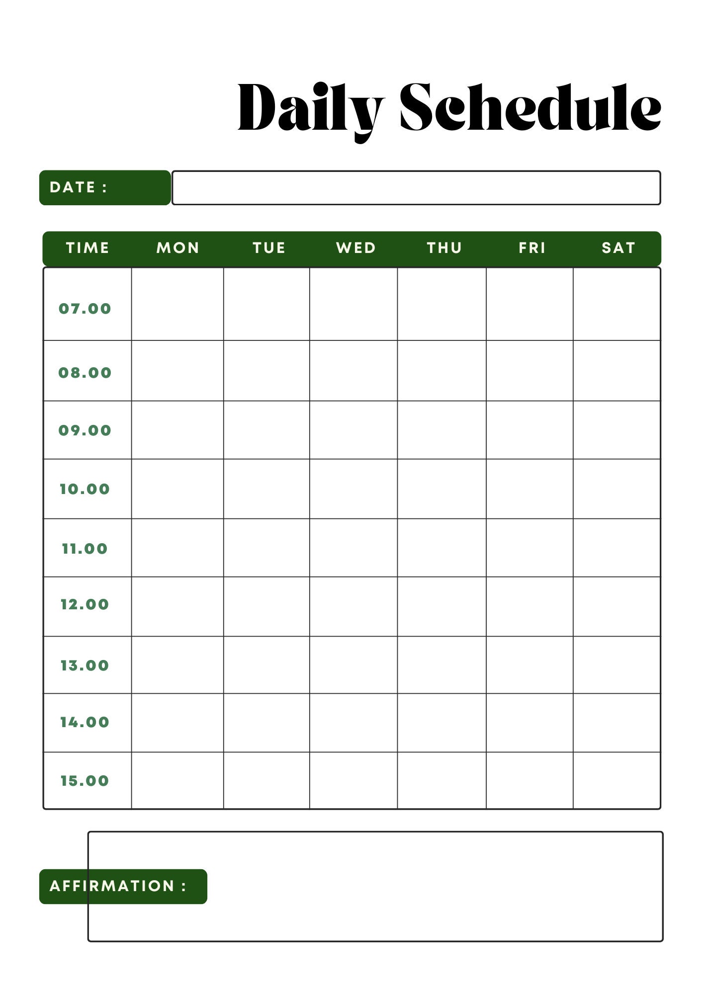 Daily Schedule Planner, Daily Planner, Daily Plan, Daily Planner Pdf ...