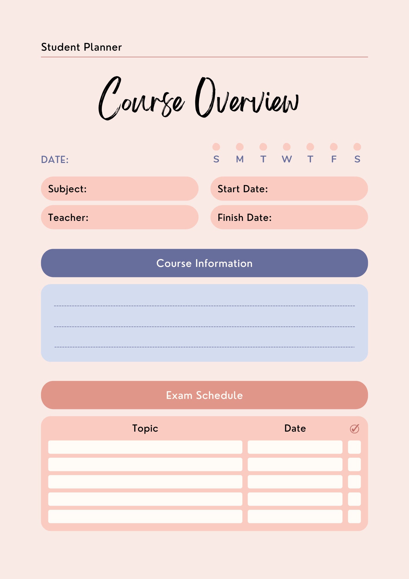 Student Productivity Planner, Printable Student Planner, Academic ...