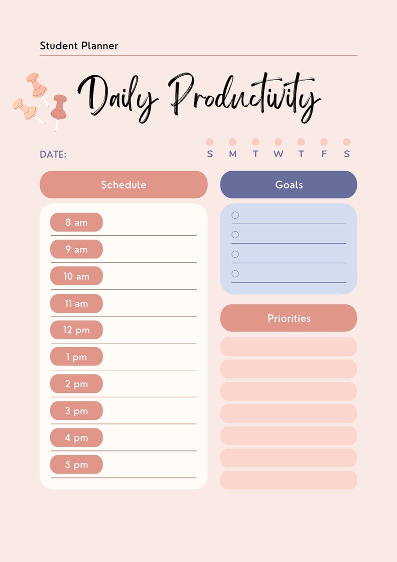 Student Productivity Planner Printable Student Planner - Etsy