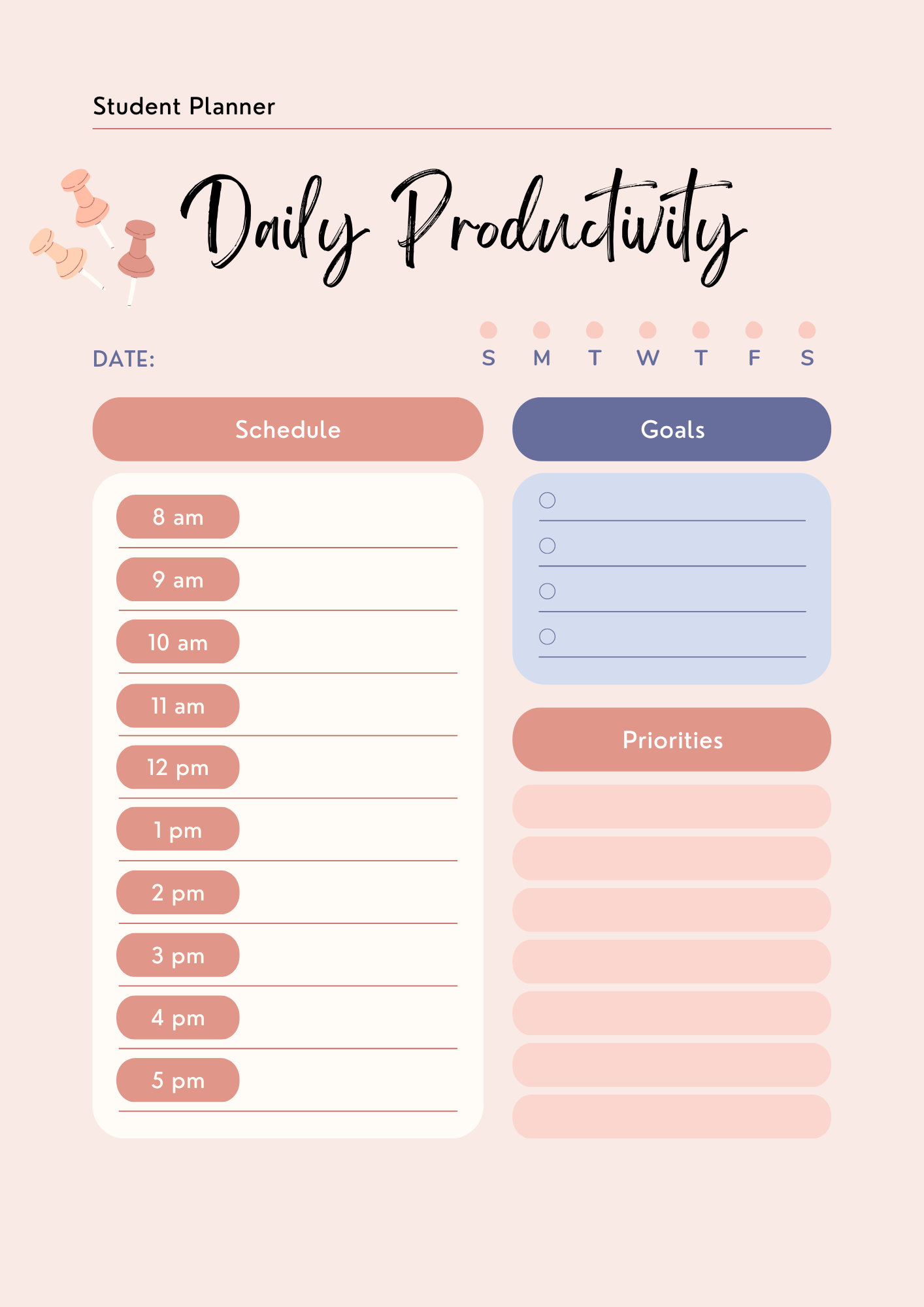 Student Productivity Planner, Printable Student Planner, Academic ...
