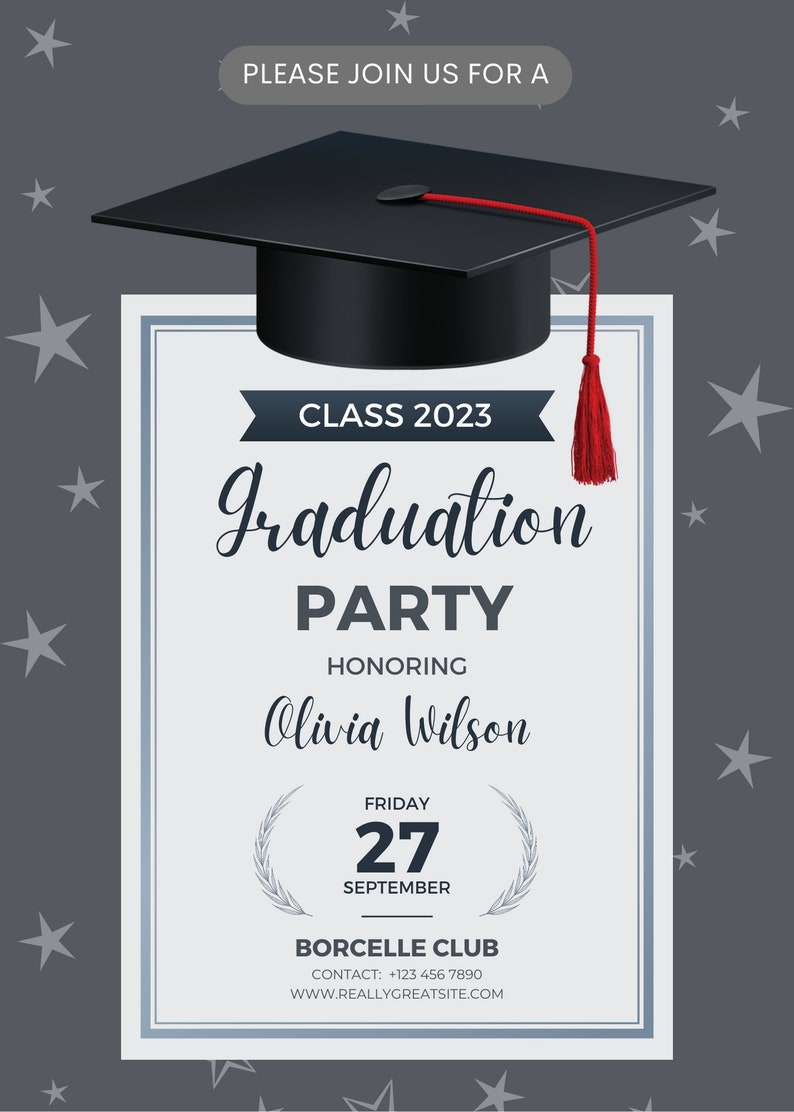 Graduation Party Invitation, Graduation Invitation Template, High ...