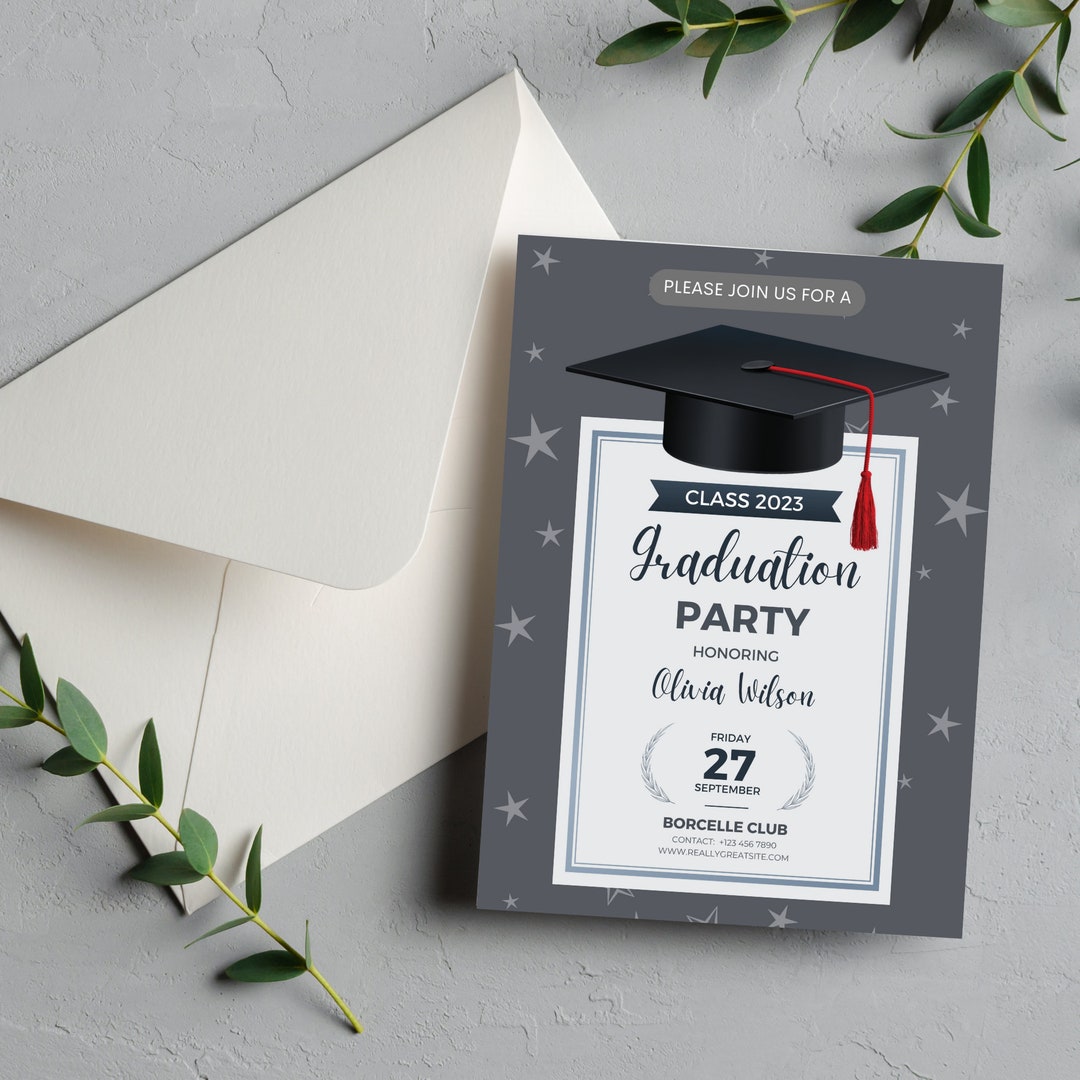 Graduation Party Invitation, Graduation Invitation Template, High ...