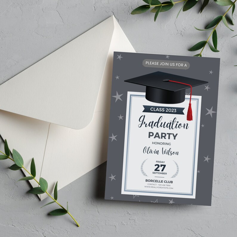 Graduation Party Invitation, Graduation Invitation Template, High ...