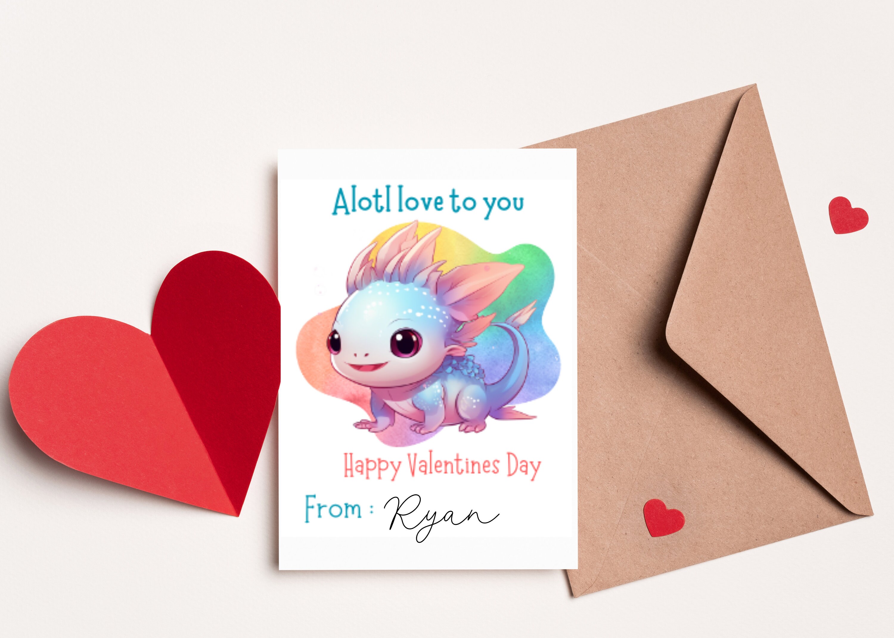 Axolotl Valentines Printable Cards Instant Download Single Sheet With 9 ...