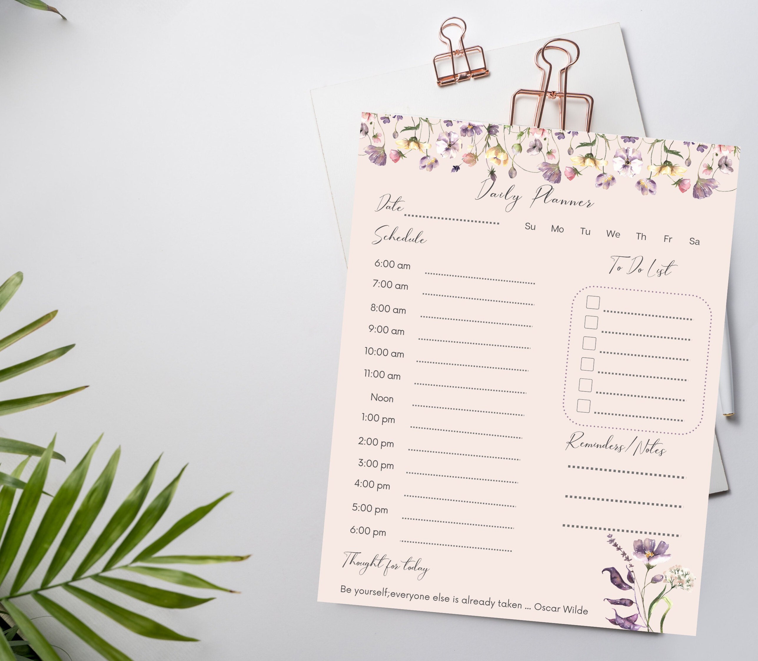 Digital Editable Printable Daily Planner, Productivity Planner - Floral ...