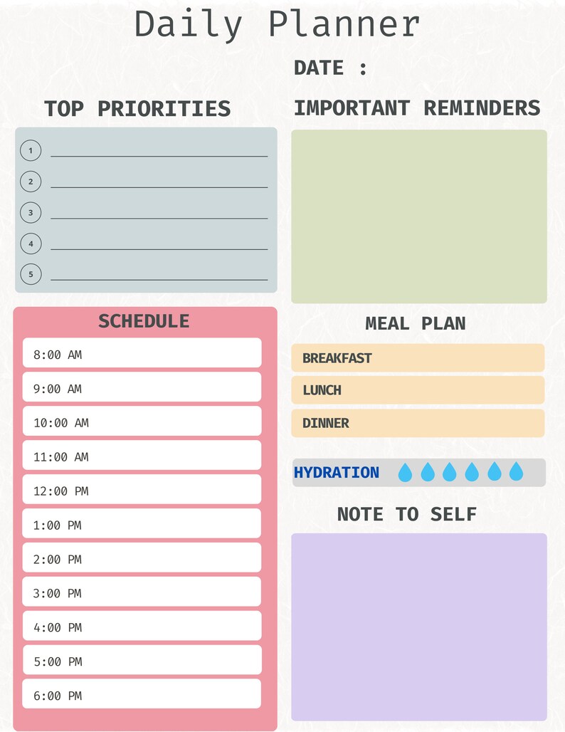 Digital Printable Daily Planner - 3 Designs Included, Minimalistic ...