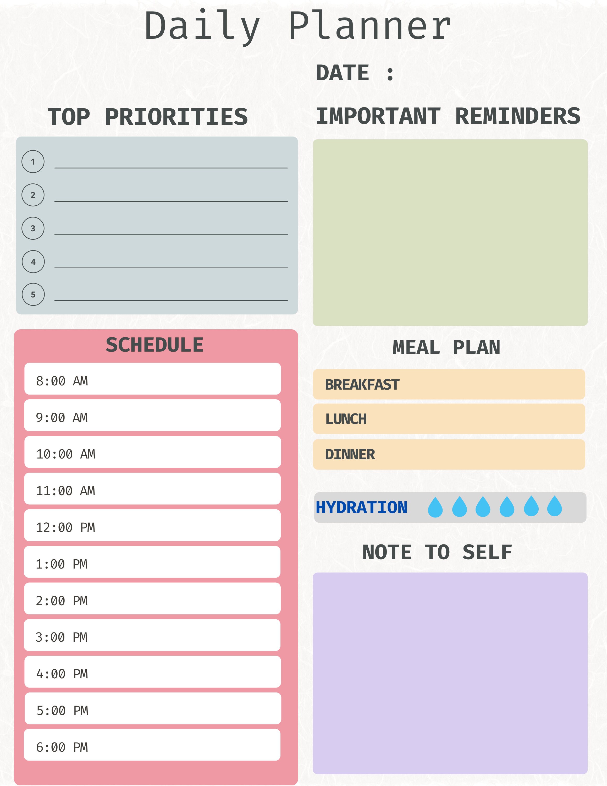 Digital Printable Daily Planner - 3 Designs Included, Minimalistic ...