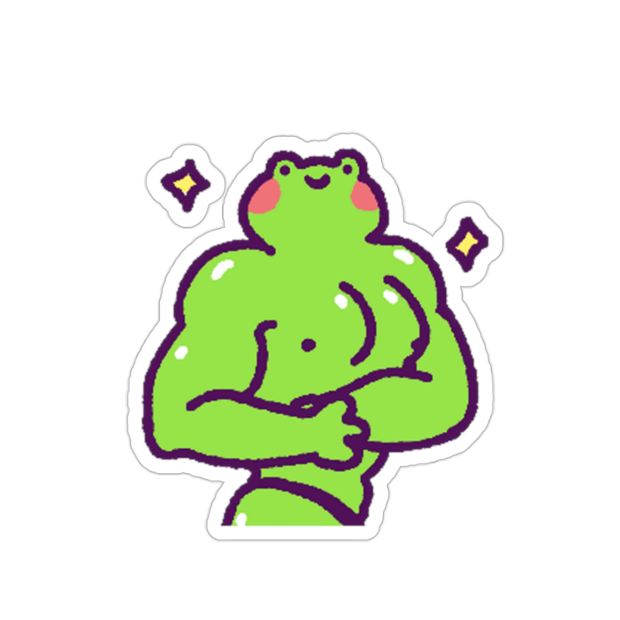 Buff Frog Sticker - Etsy