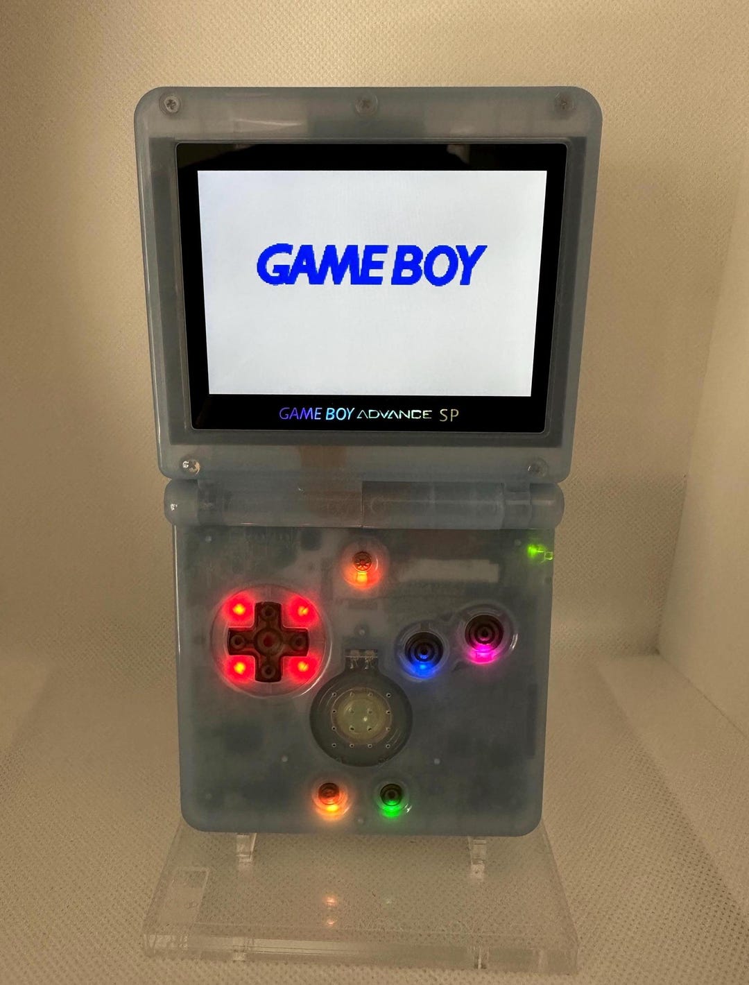 Game Boy Advance SP Florancent Blue Upgraded Backlit Screen Mod ...