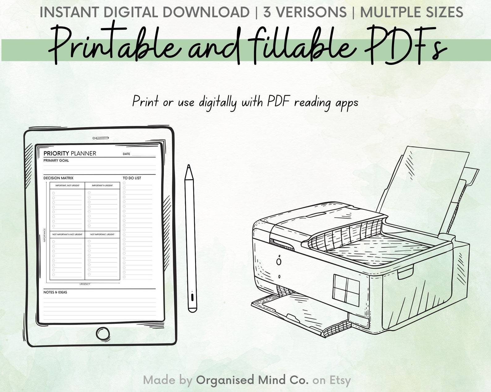 Priority Planner Printable, Task Priority Matrix, Daily Productivity ...