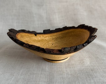 Large Live-edge Cherry Bowl | 12" Natural Handmade Wooden Bowl | Mid ...