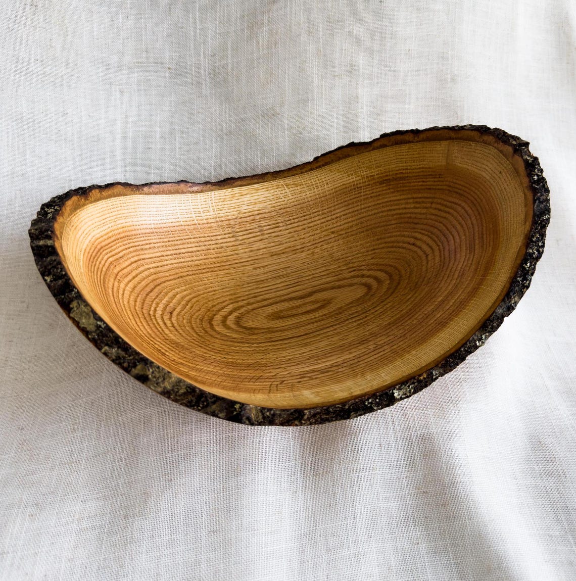 Extra Large Live-edge Red Oak Bowl 14 Natural Handmade Wooden Bowl Mid ...
