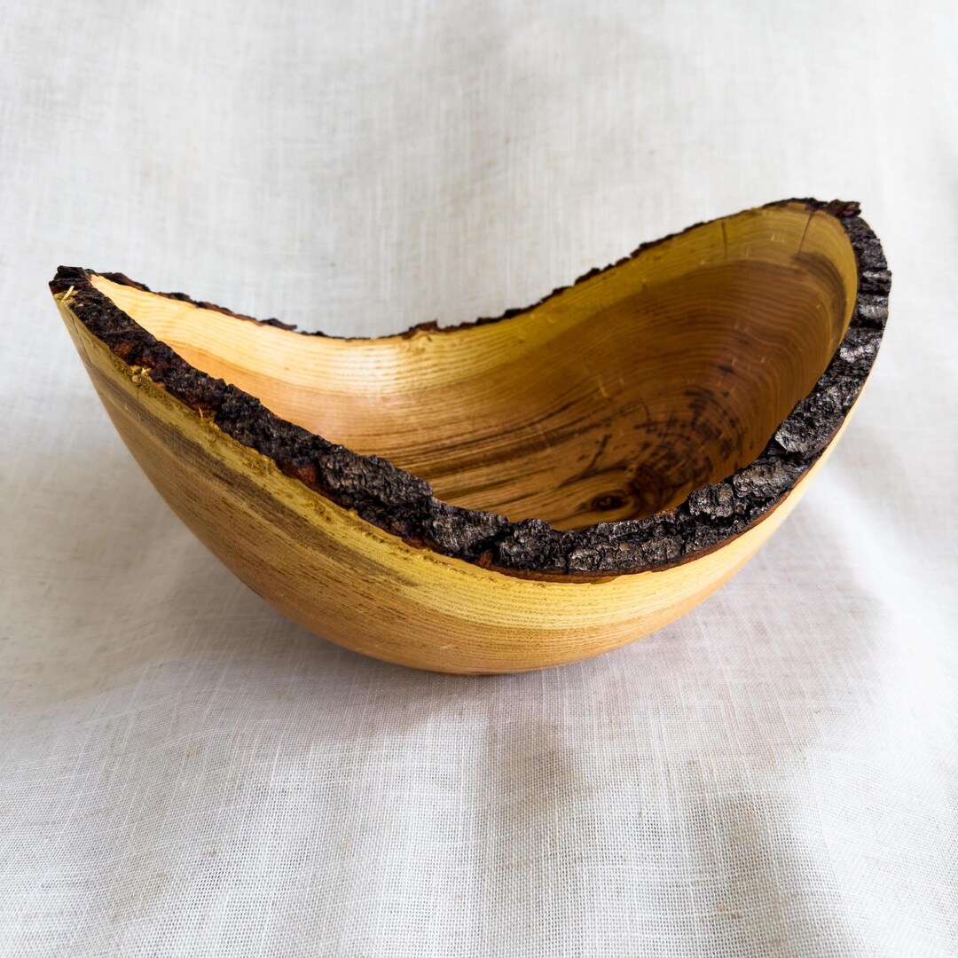 Extra Large Live-edge Honey Locust Bowl | 13" Natural Handmade Wooden ...