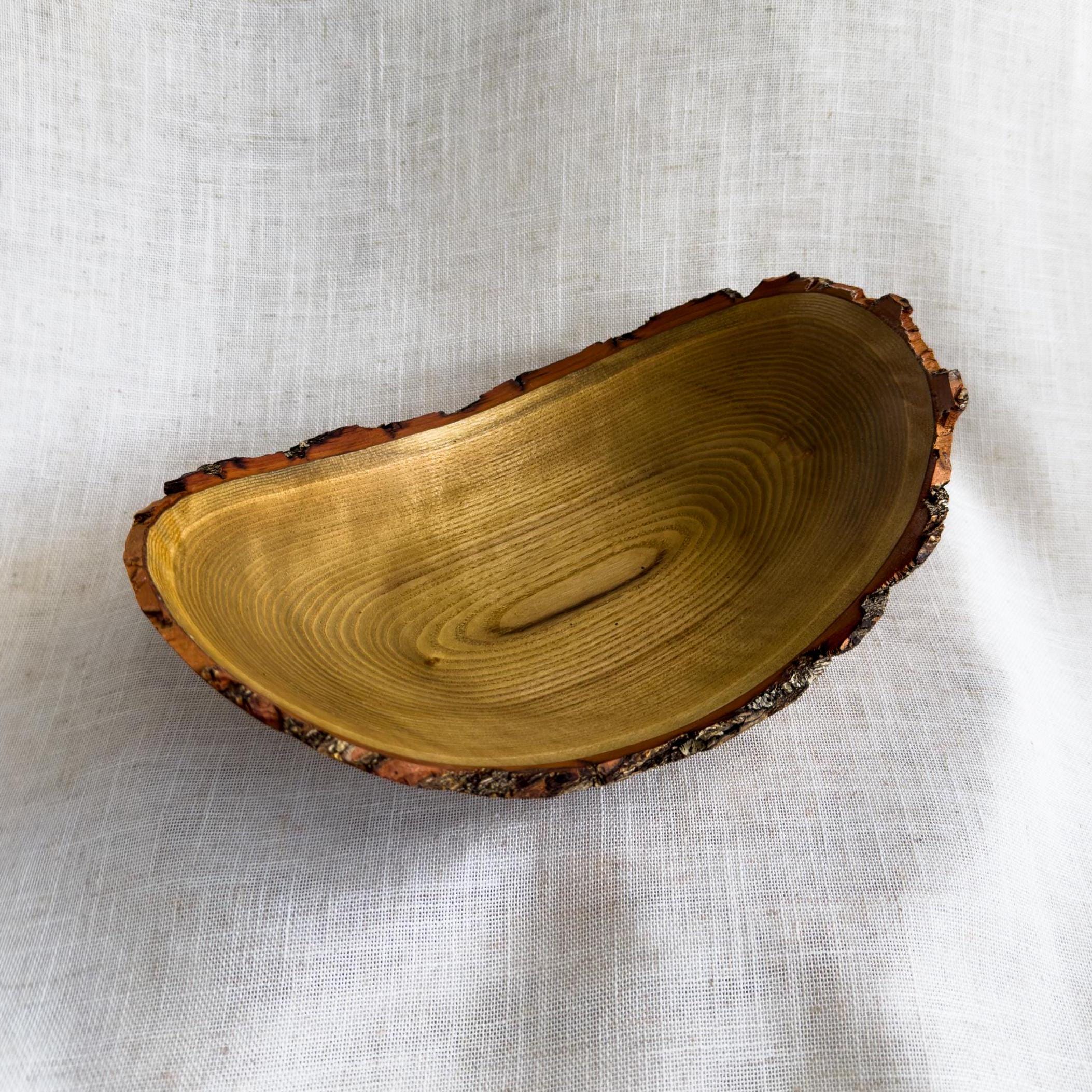 Large Live-edge Sassafras Bowl | 12" Natural Handmade Wooden Bowl | Mid ...