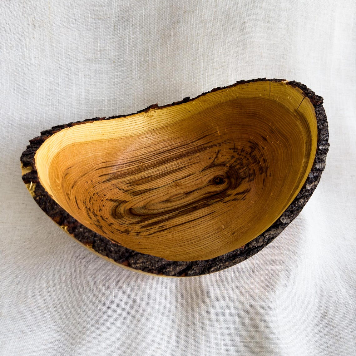 Extra Large Live-edge Honey Locust Bowl | 13" Natural Handmade Wooden ...