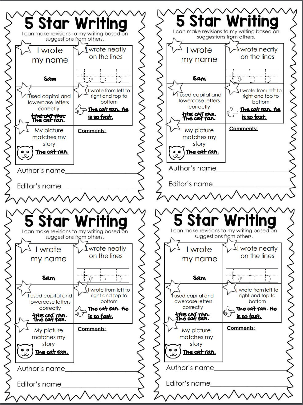 Preschool/tk/kindergarten Writing Checklist - Etsy