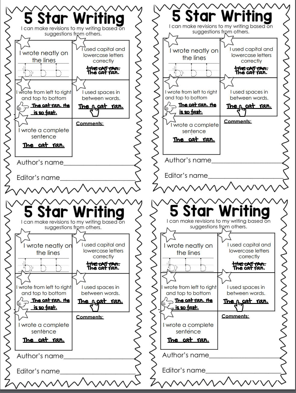 Preschool/tk/kindergarten Writing Checklist - Etsy