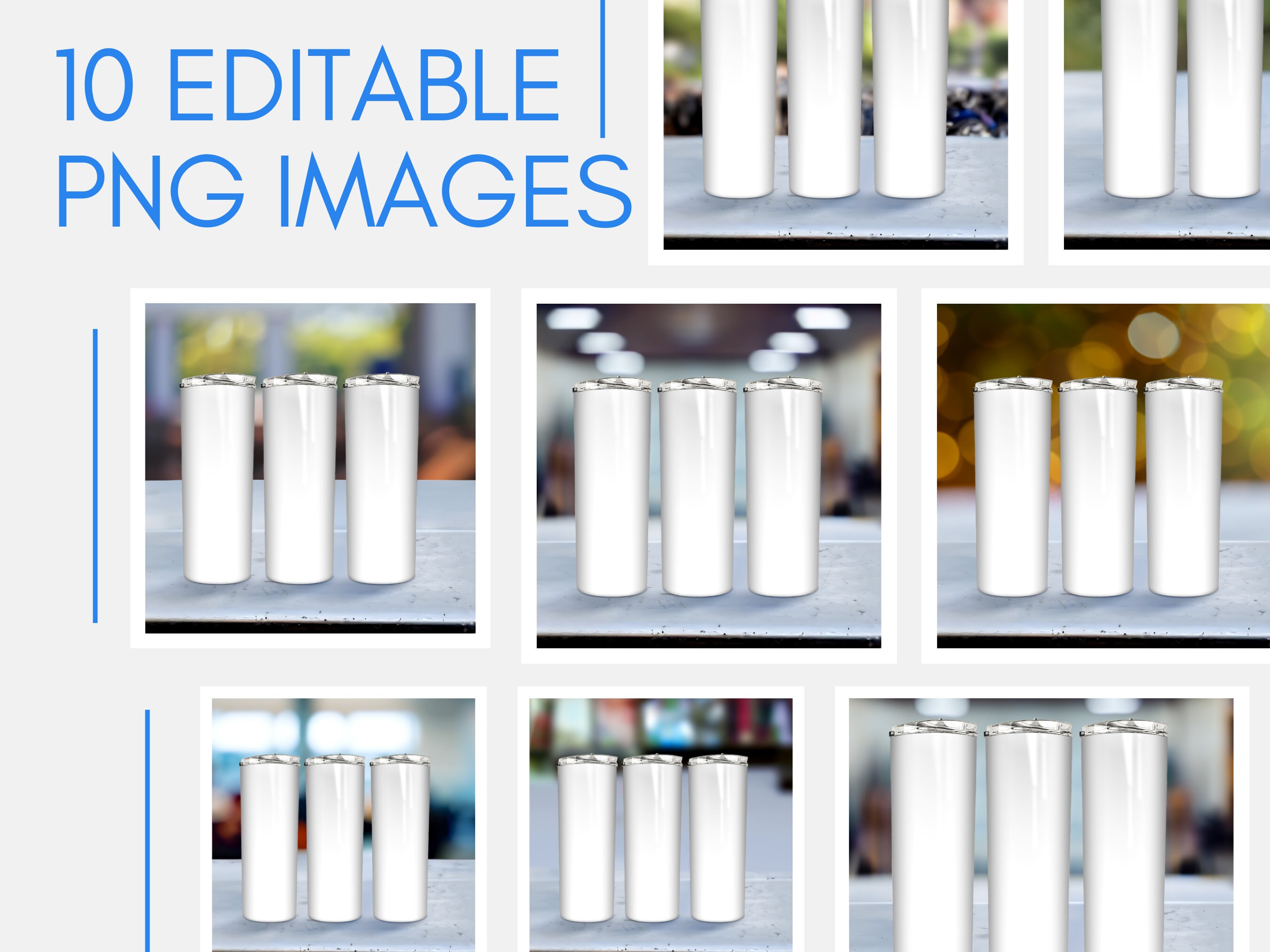 8 Different Background Skinny Tumbler Mockup | White Wrap Around Mock ...