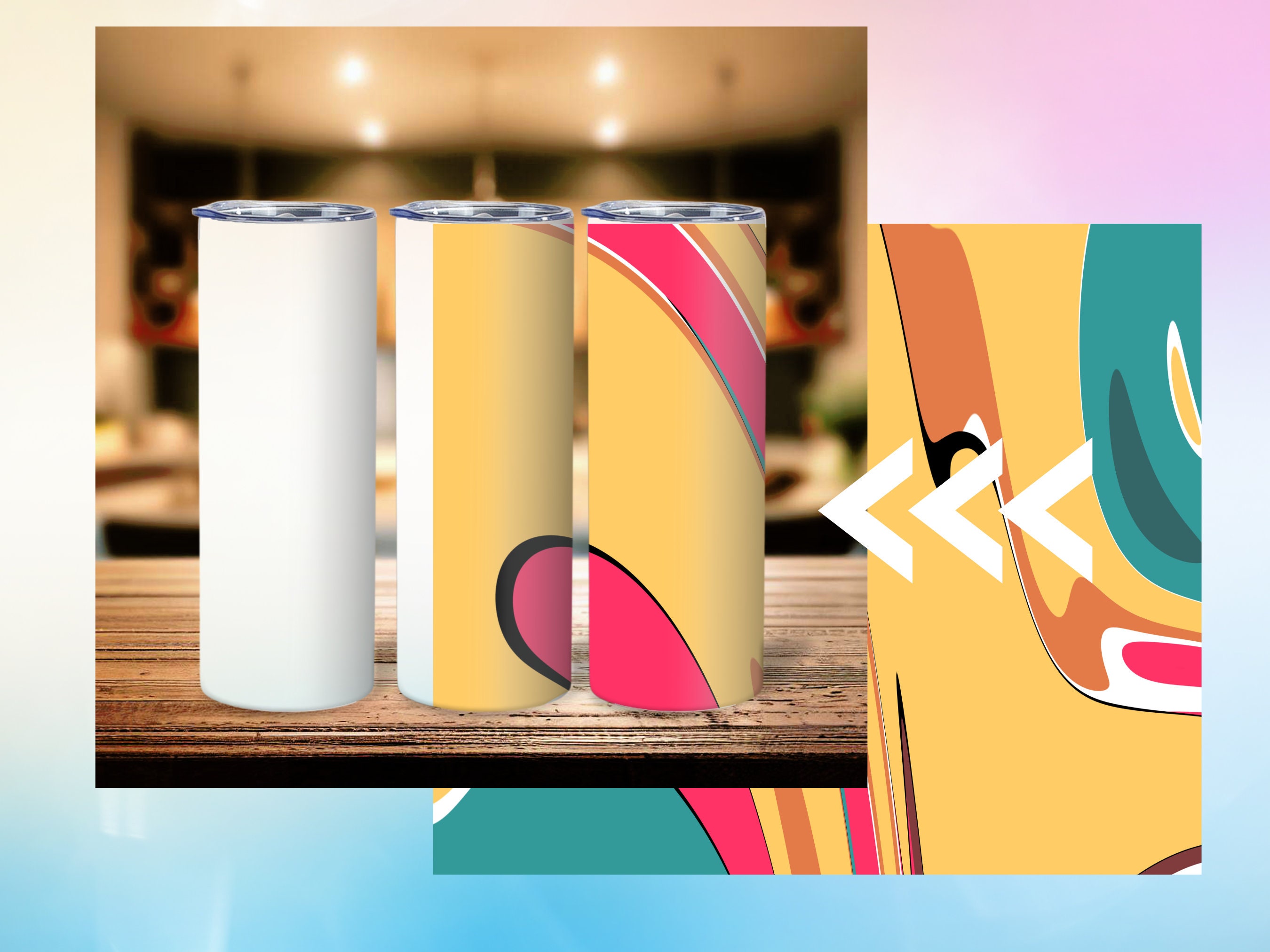 Mockup Skinny Tumbler | Thermal White Tumblers | Wrap Around Mock up ...