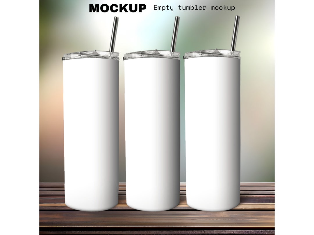 20oz Skinny Tumbler Mockup, Full View Wrap Mockup, Tumbler Mockup With Transparent Background ...