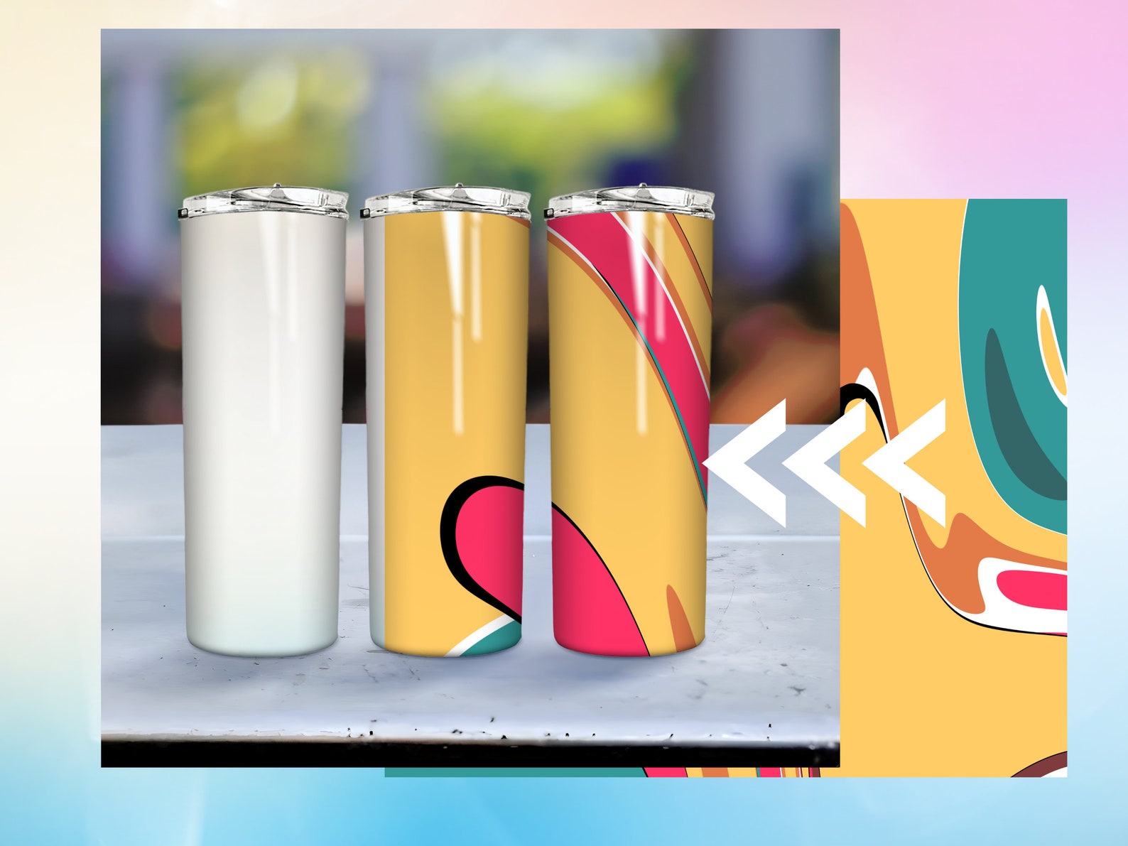 8 Different Background Skinny Tumbler Mockup | White Wrap Around Mock ...