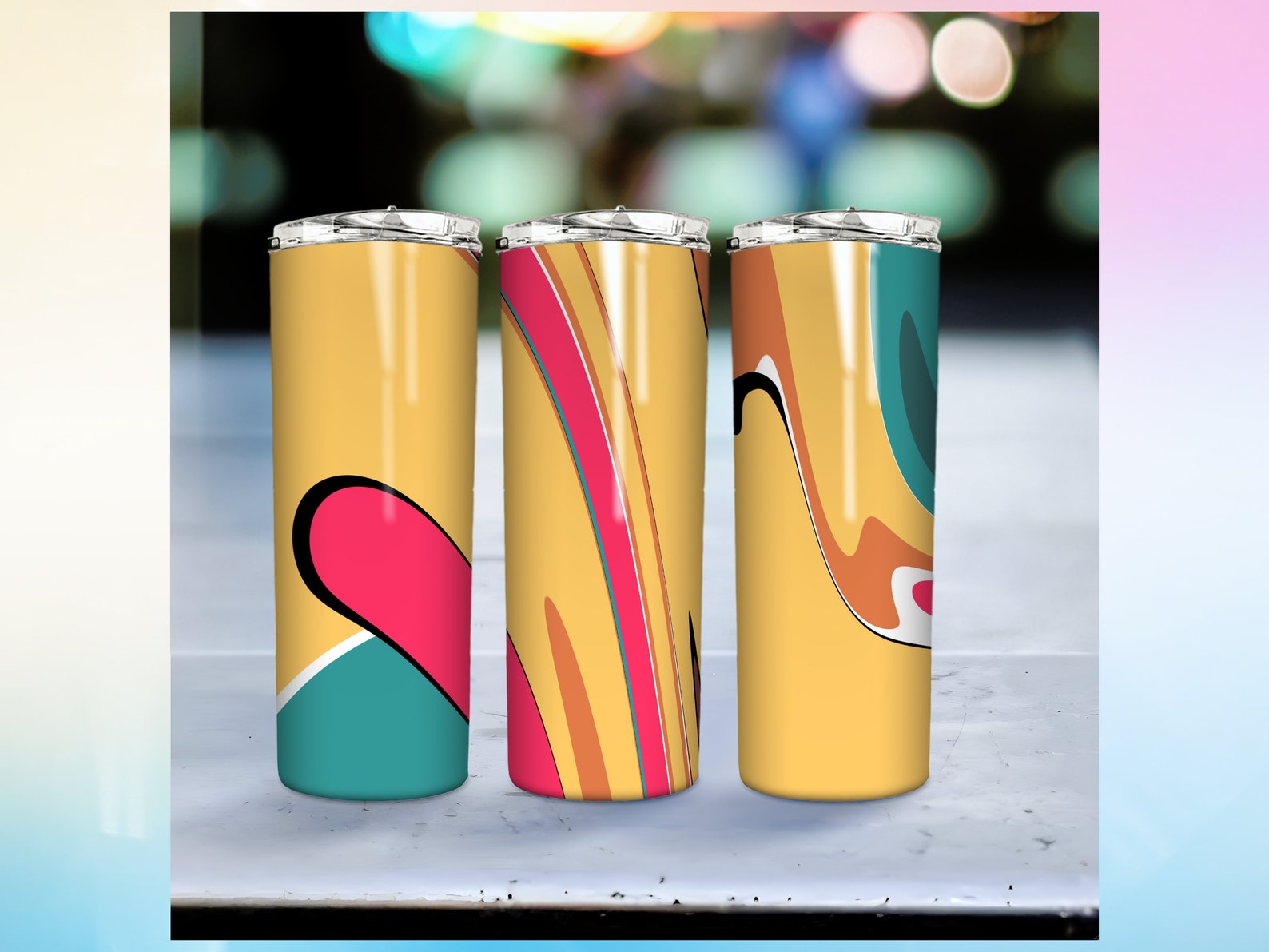 8 Different Background Skinny Tumbler Mockup | White Wrap Around Mock ...