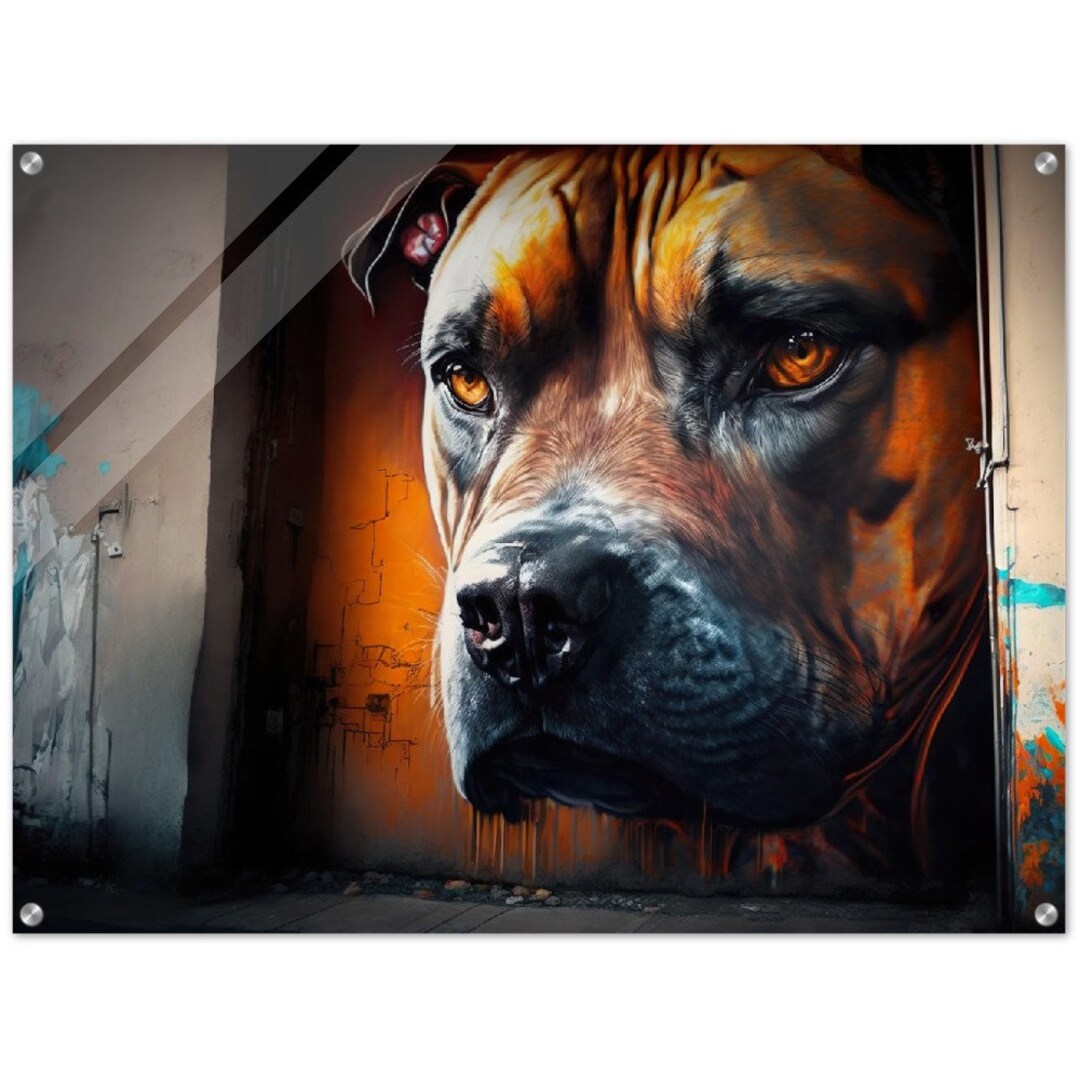 Graffiti Pitbull Acrylic Print | Wall Art | Pitbull | Wall Hanging ...