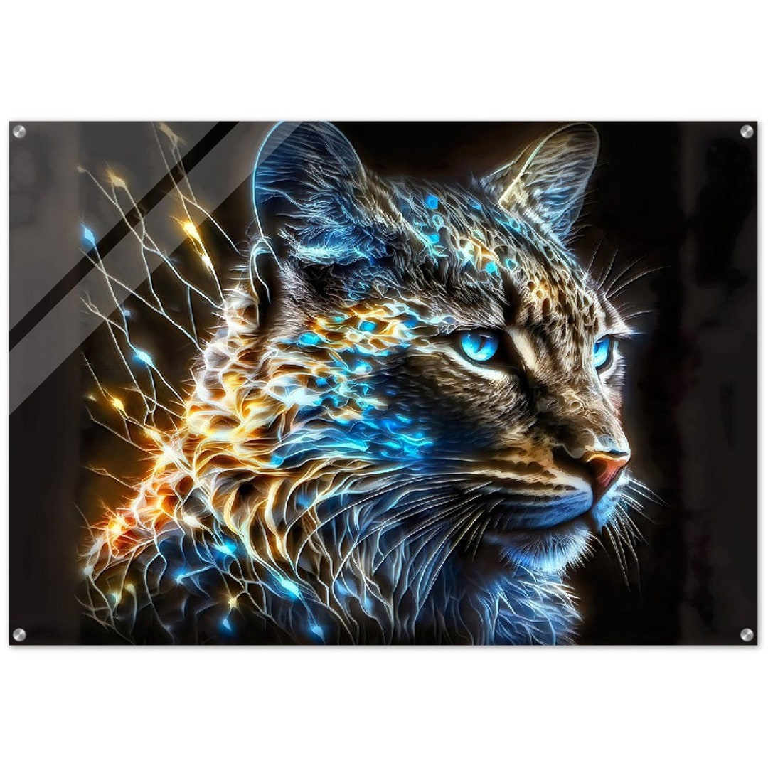 Luminous Cat Acrylic Print | Big Cat Wall Art | Wall Décor| Wall ...