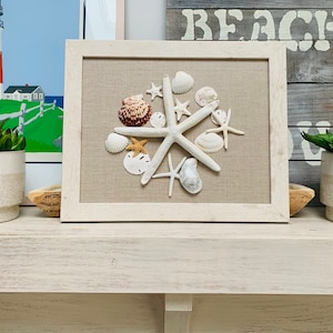Beach Shell Collage on Linen - Etsy
