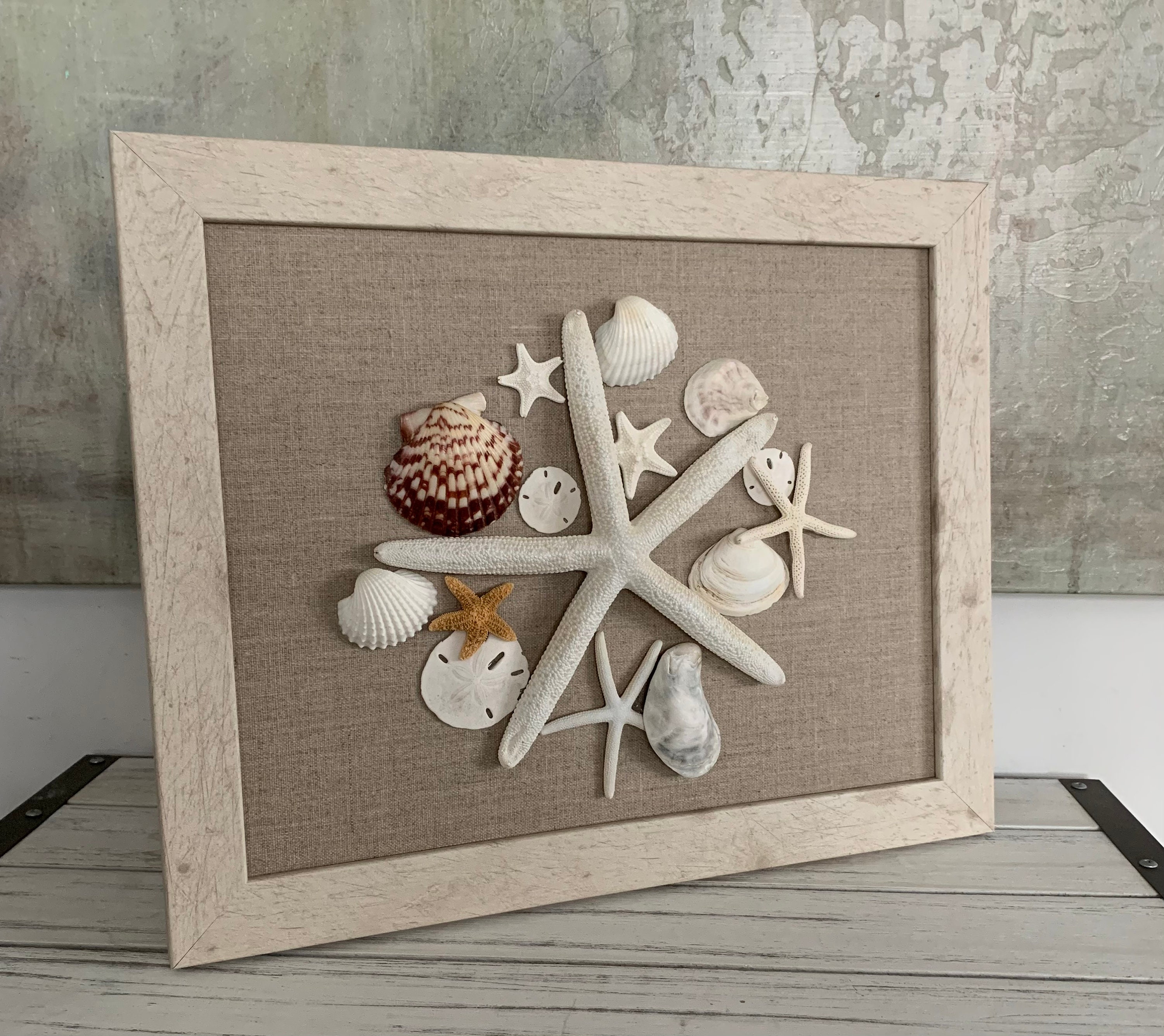 Beach Shell Collage on Linen - Etsy
