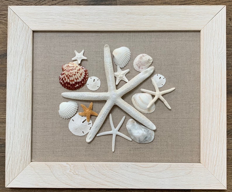 Beach Shell Collage on Linen - Etsy
