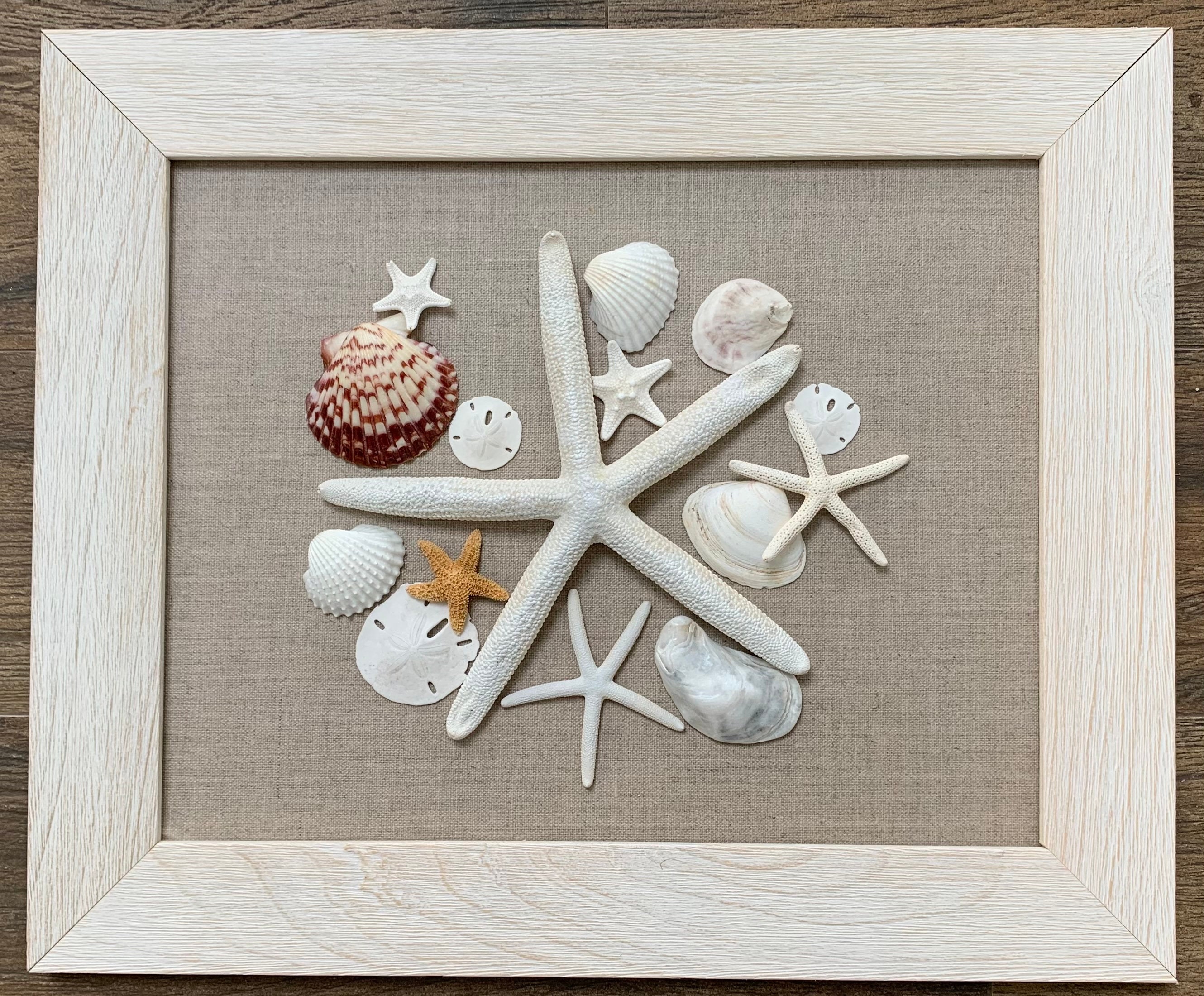 Beach Shell Collage on Linen - Etsy