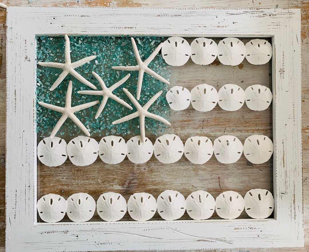 Shell & Seaglass Flag Framed - Etsy